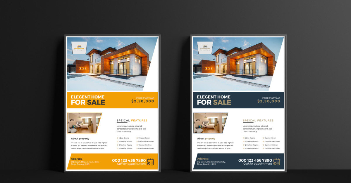 Real estate or home property sale flyer template design