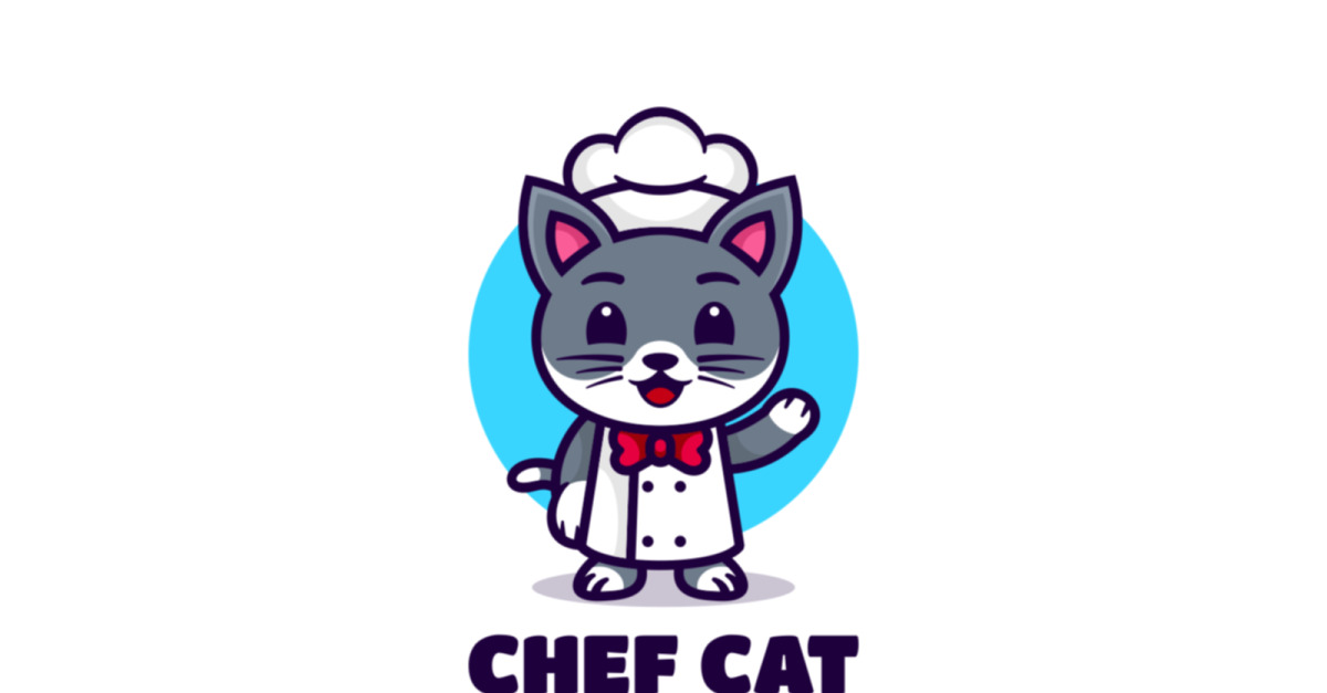 Chef Cat Mascote Cartoon Logo 1 #336834 - TemplateMonster