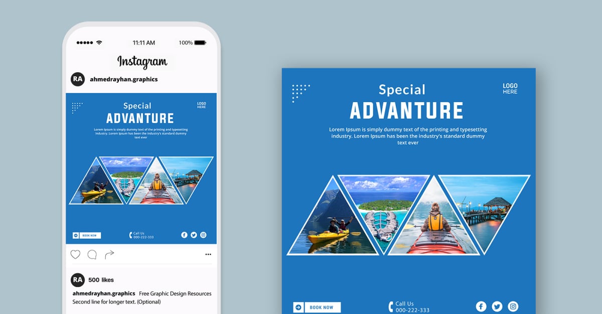 Travel agency advertisement social media post design volume 01