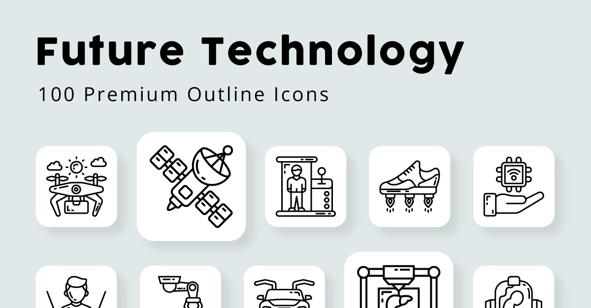 Future Technology Outline Icons #337160 - TemplateMonster