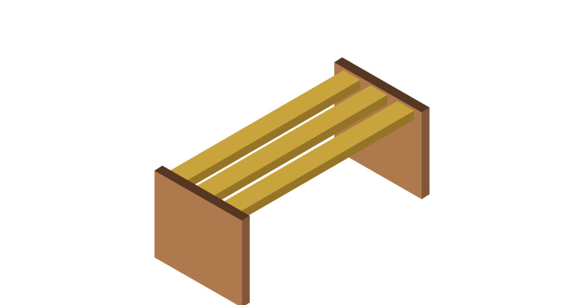 Isometric bench illustrated and colored in vector on a white background