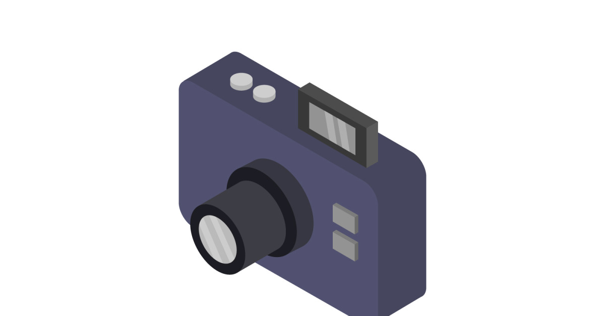Isometric photo camera illustrated on a white background