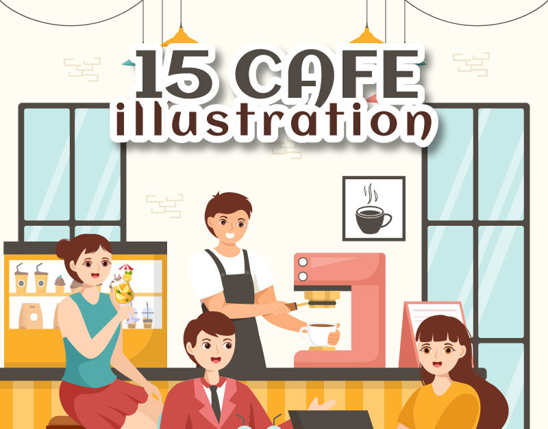 15 Cafe Vector Illustration #337676 - TemplateMonster