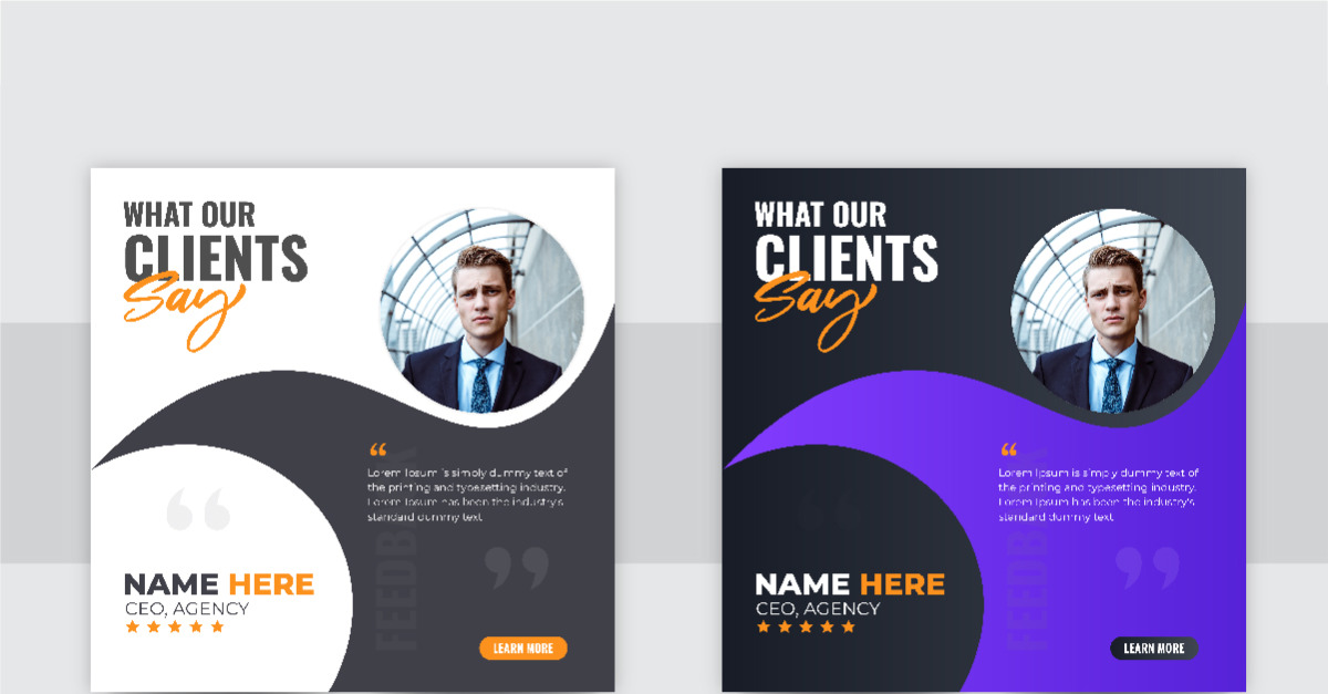 Customer feedback social media post template design set