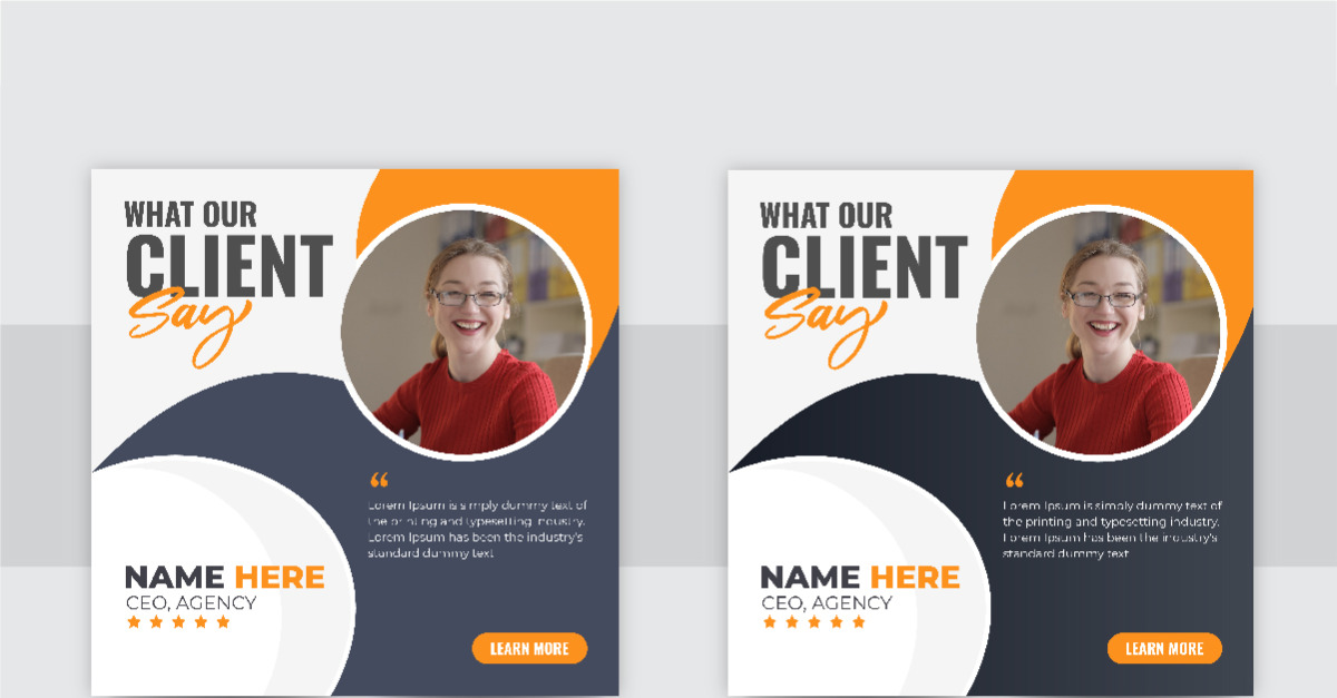 Customer feedback social media post template Layout set