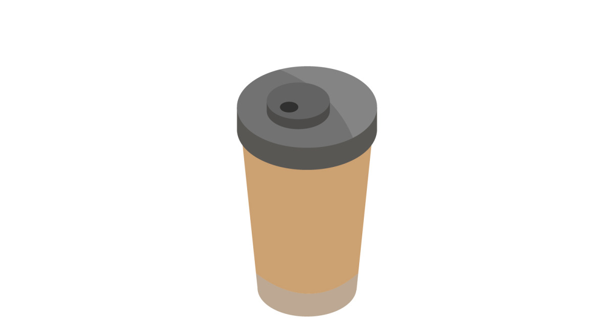 Illustrated isometric coffee cup one on white background