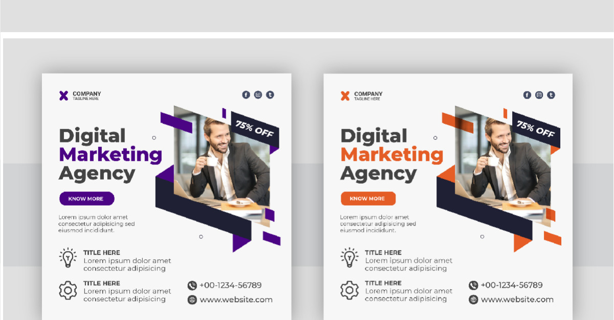Creative digital marketing post design set - TemplateMonster