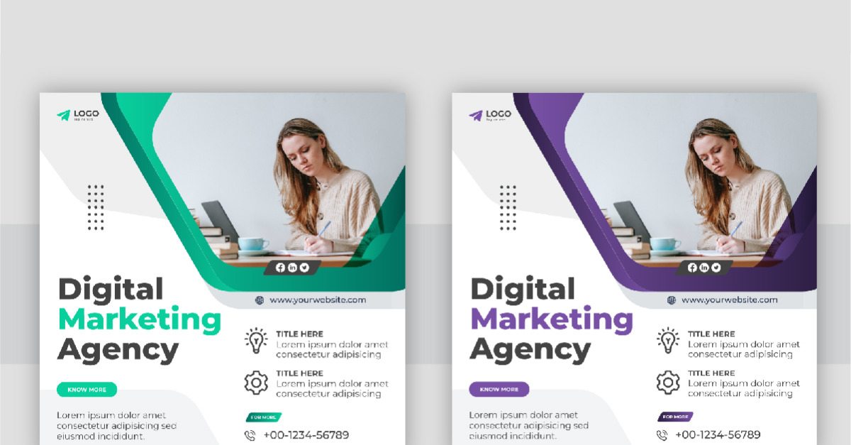 Digital marketing post template set #337747 - TemplateMonster