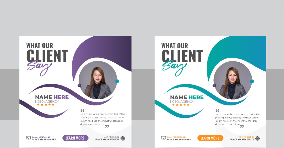 Modern customer feedback social media post design Layout