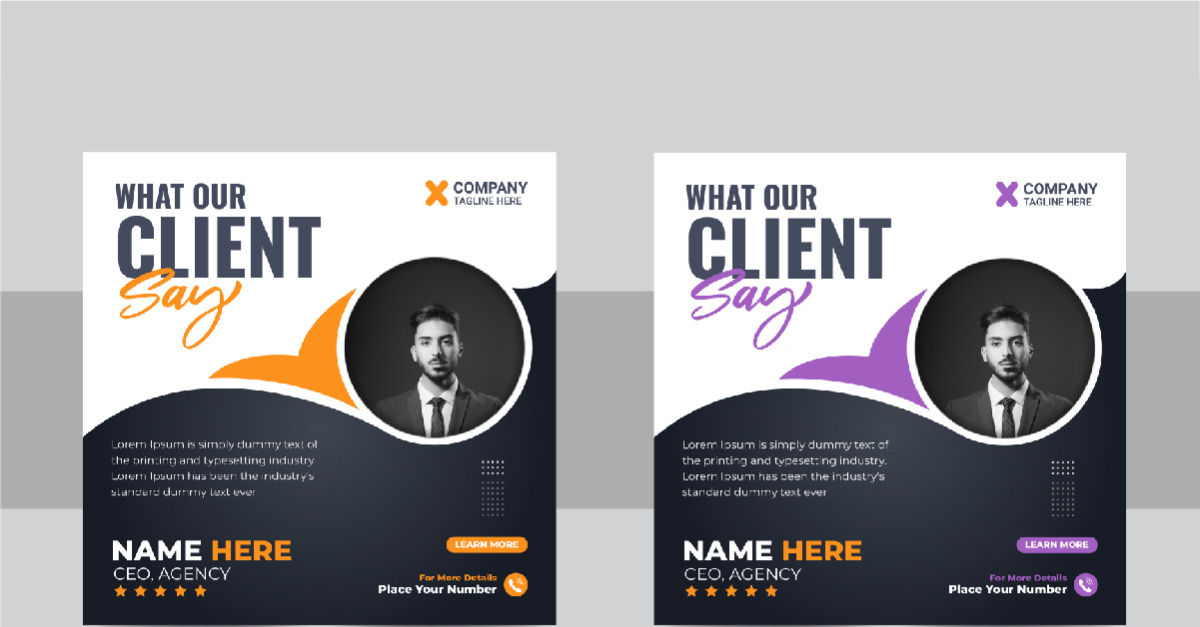 Modern customer feedback social media post template set