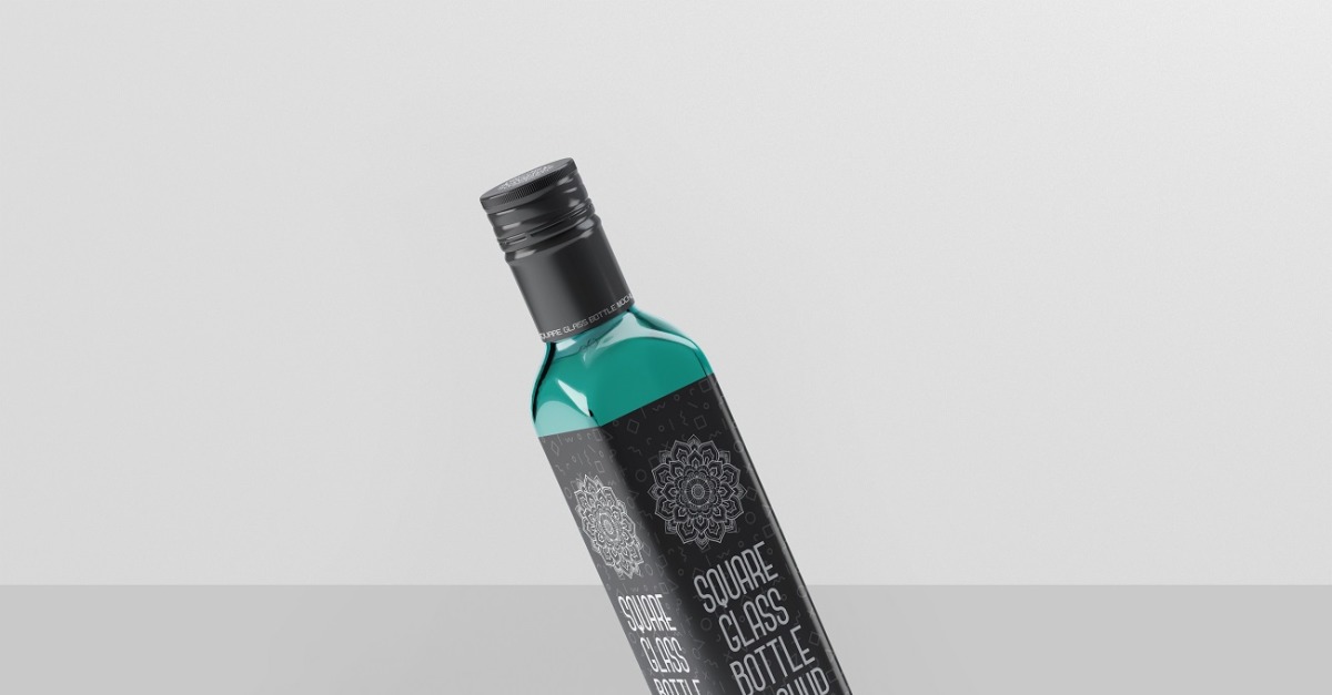 Glass Bottle - Square Glass Bottle Mockup 6 - TemplateMonster