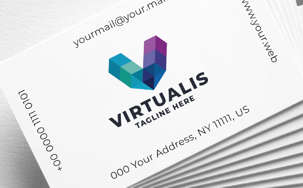 Virtualis Letter V Pro Logo Template - TemplateMonster