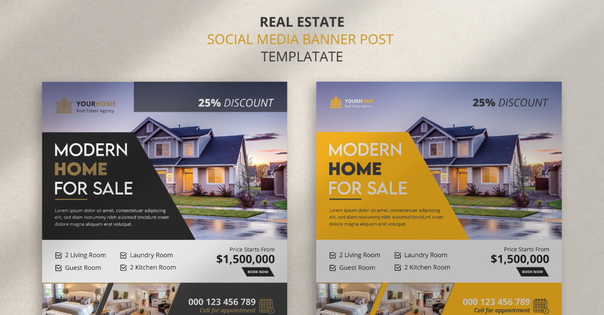 Modern real social media banner post design templates