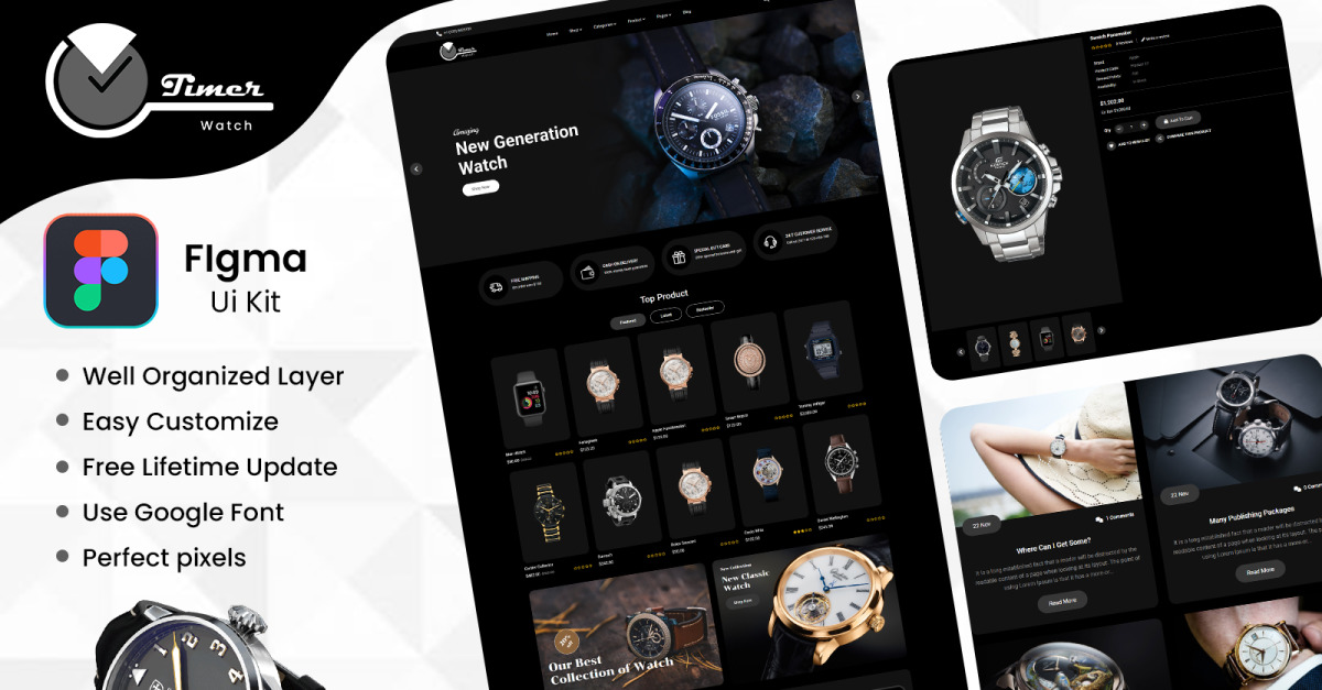 Timerwatch - магазин часов Figma UI Kit - TemplateMonster