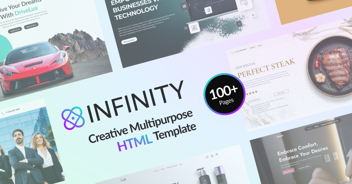 Modèle de site Web Bootstrap HTML polyvalent Infinity - Modèle pour tous vos besoins