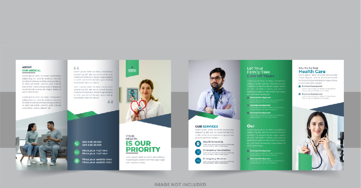Healthcare or medical center trifold brochure layout