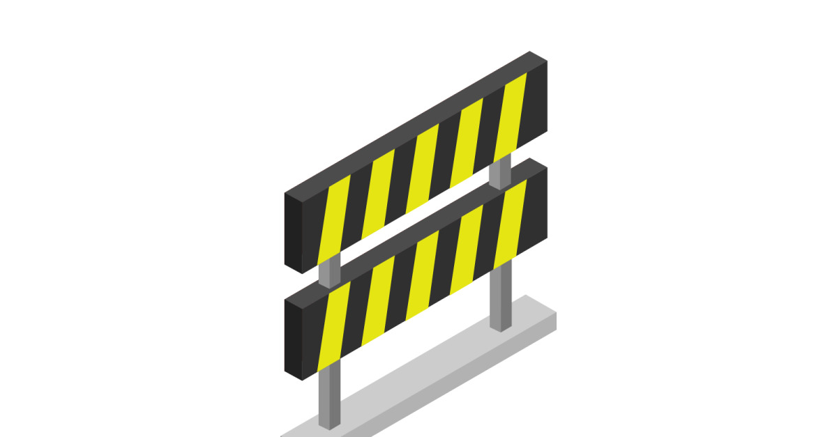 Roadblock illustrated and colored in vector and isometric on background