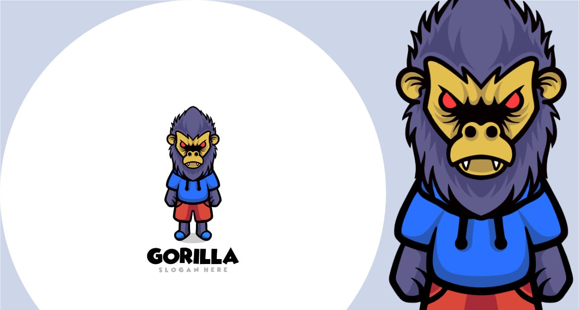 Süper kahraman maymun maskot çizgi film logosu