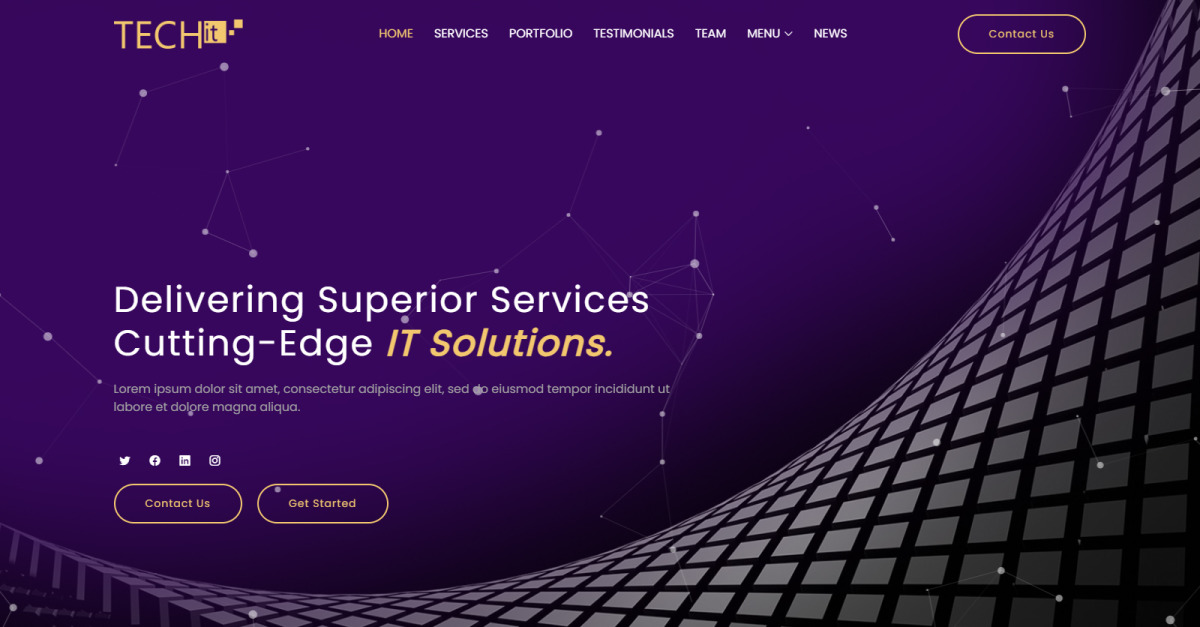 Tech IT - Technology and Business Services Landing Page Template
