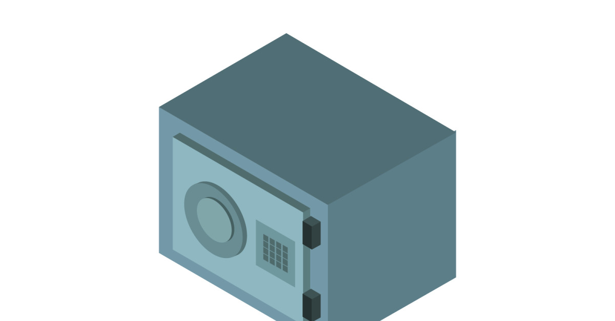 Isometric safe illustrated in vector on white background
