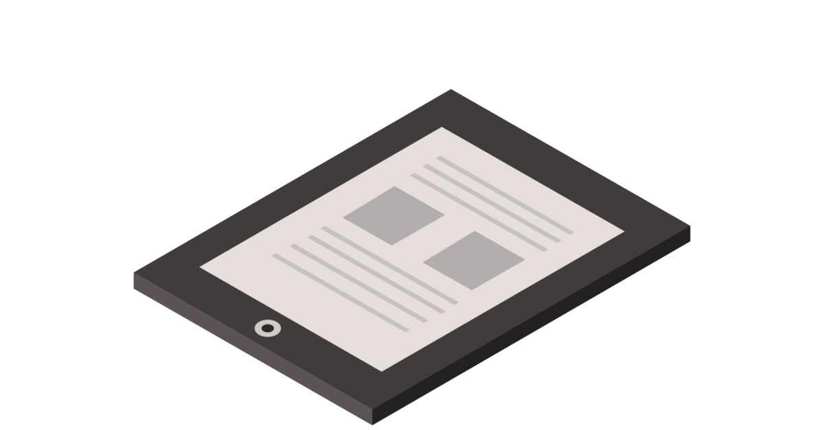Isometric tablet in vector on white background