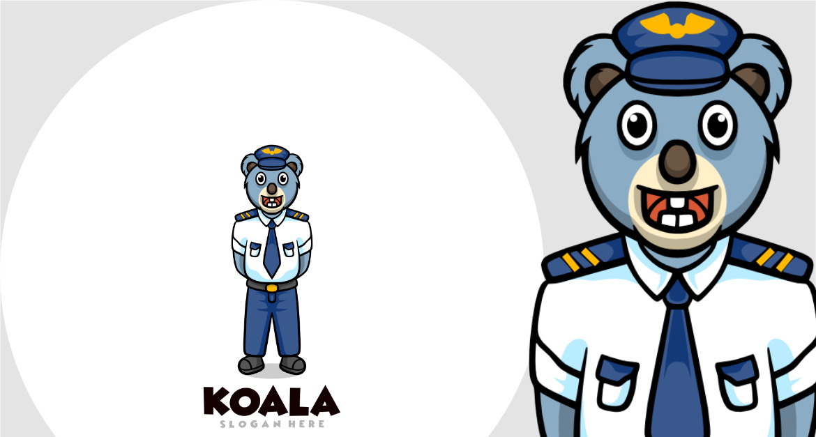 Pilot koala mascot logo design #339186 - TemplateMonster