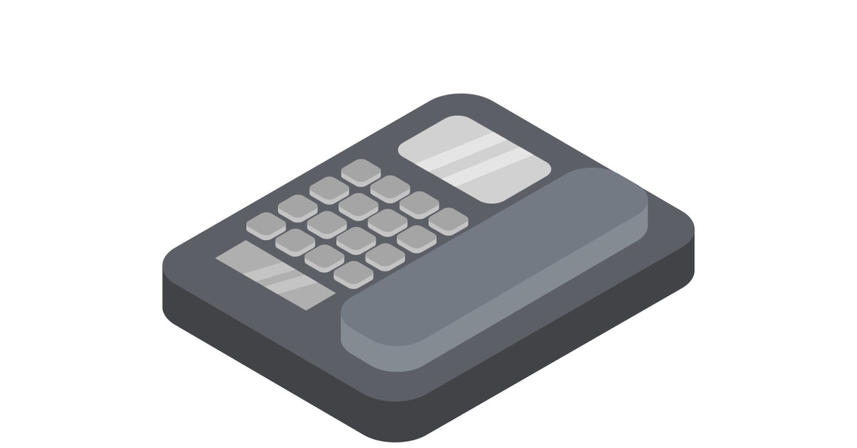 Isometric telephone illustrated in vector on a white background