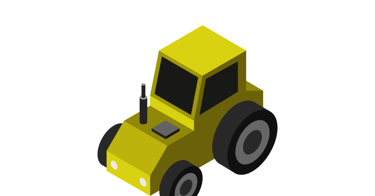 Isometric tractor illustrated in vector on a white background