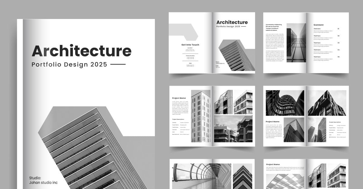 Modern building and architecture portfolio template, design portfolio ...