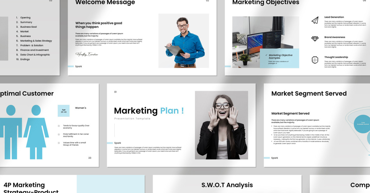 Clean Marketing Plan Presentation Template - TemplateMonster