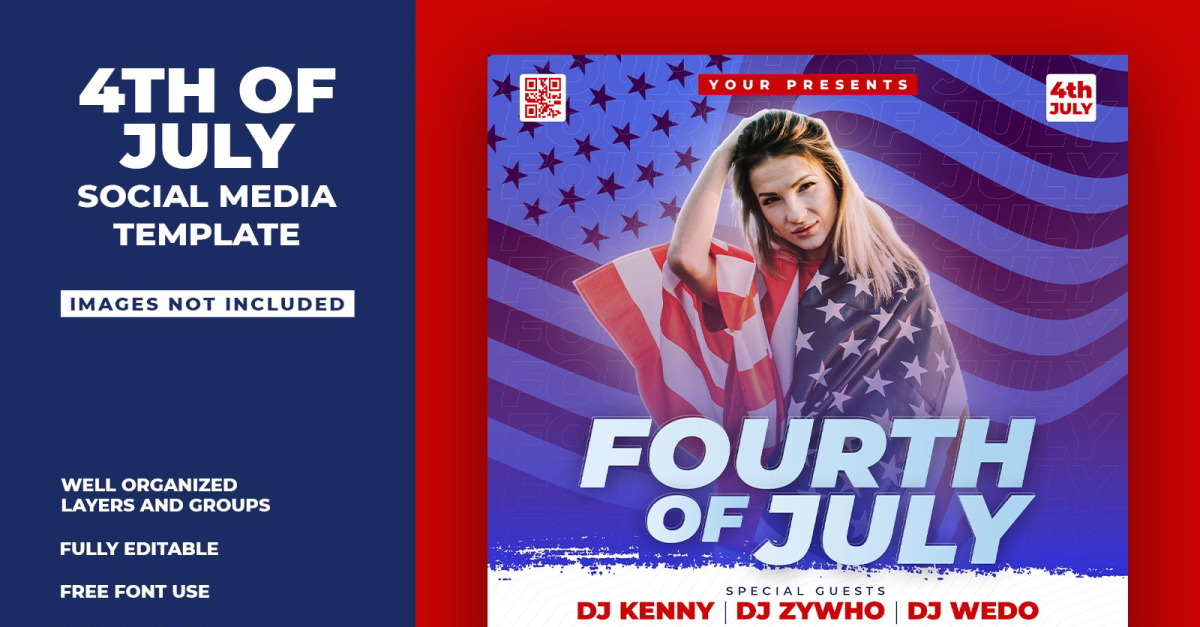 4th of July - Social Media PSD Templates - TemplateMonster