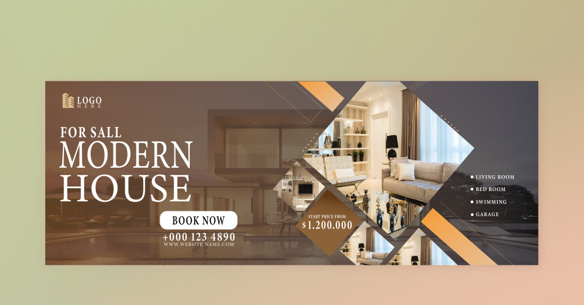 Facebook Cover Banner Design Template For Modern Home