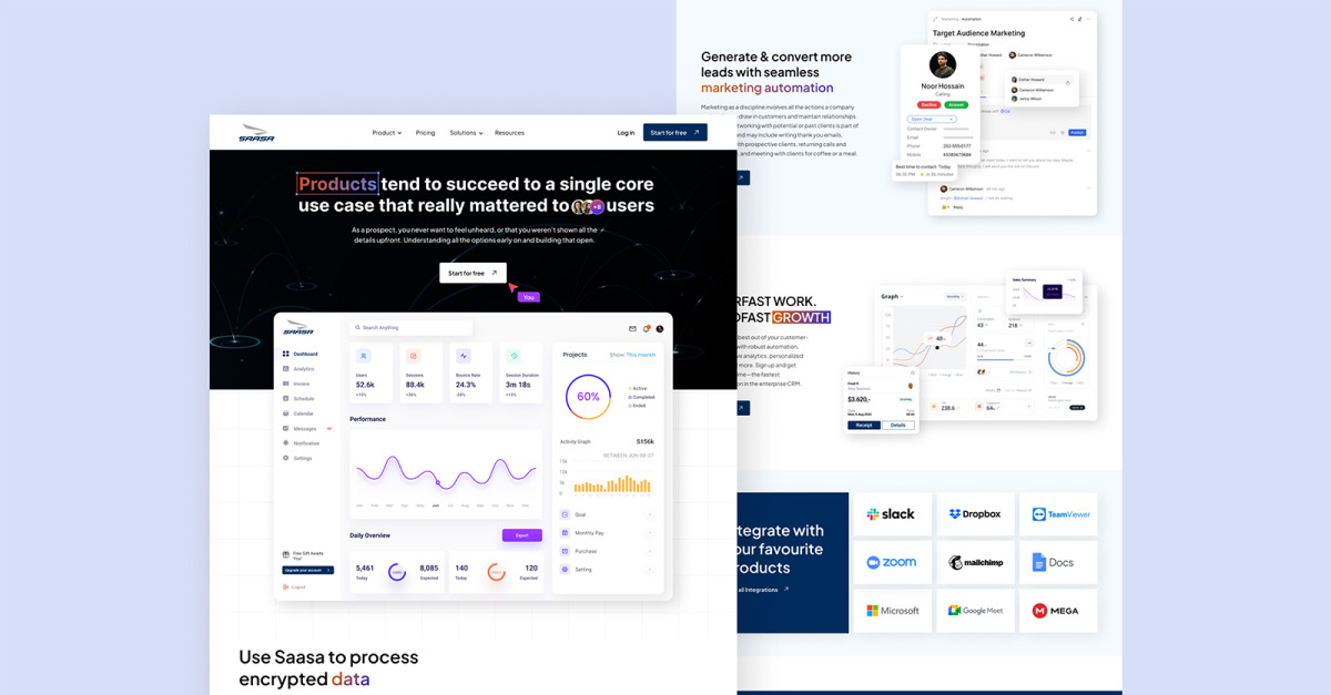 Saas Landing Page UI Design in figma - TemplateMonster
