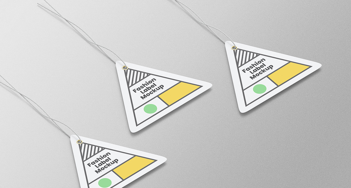 Triangle Label Tag Mockup PSD Design Template Vol 03