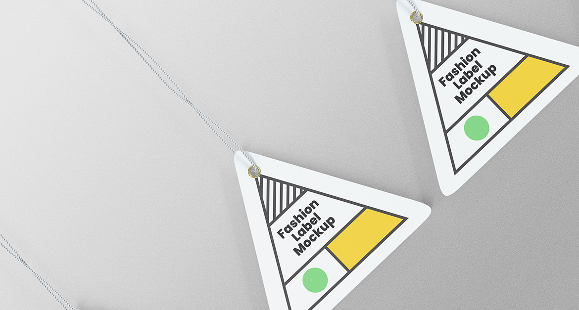 Triangle Label Tag Mockup PSD Design Template Vol 17