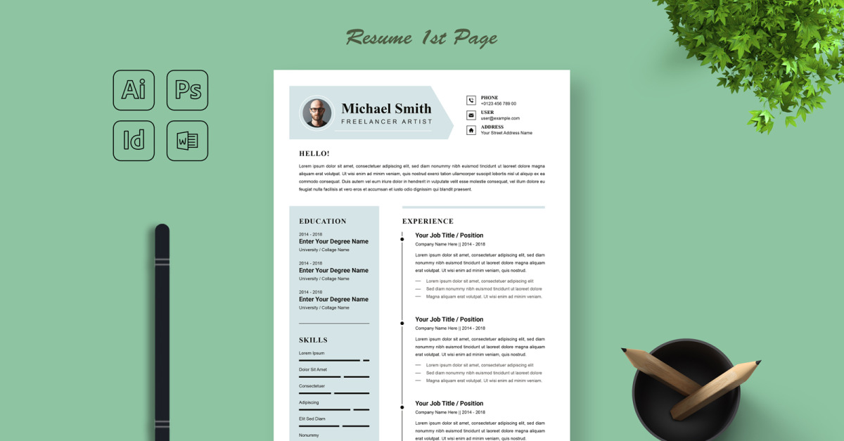 Creative Resume Design Layout #339851 - TemplateMonster