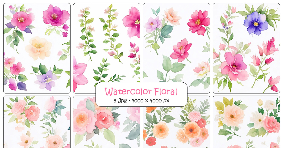 Watercolor botanical floral and leaves frame design, pink flower branch ...