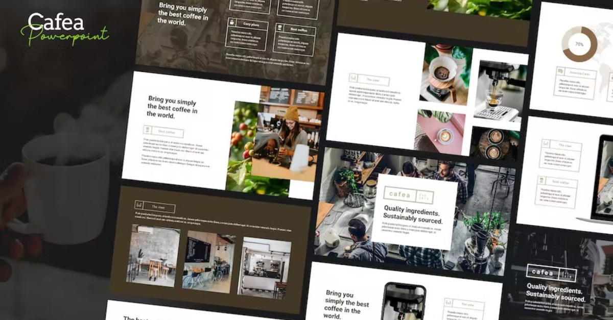 Cafea – Powerpoint-Vorlage für Cafés und Kulinarik