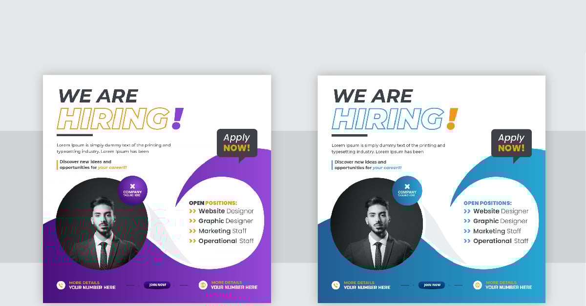 Job vacancy Social Media post Or Digital Marketing Post Design template ...