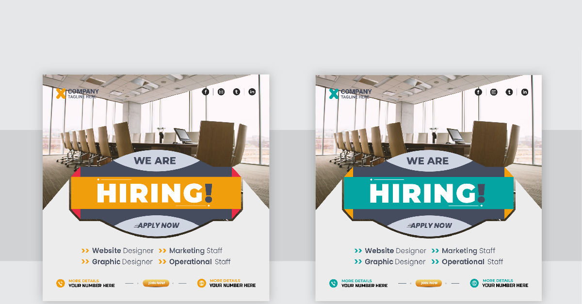 Job vacancy Social Media post Or Digital Marketing Post template