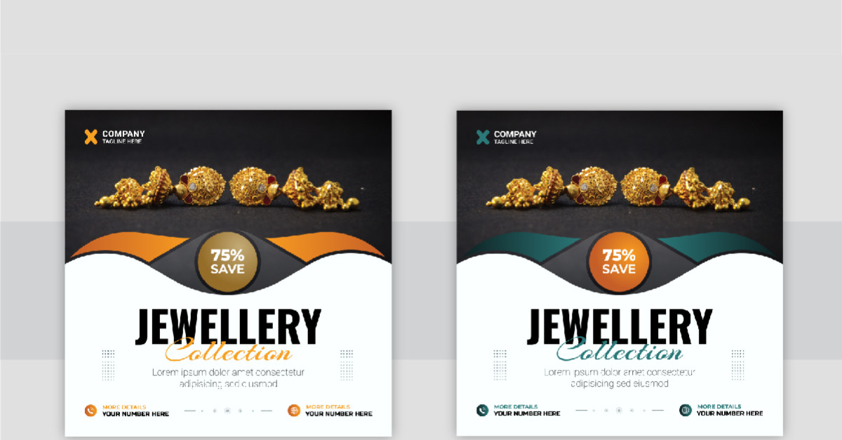Creative jewellery social media post design template layout
