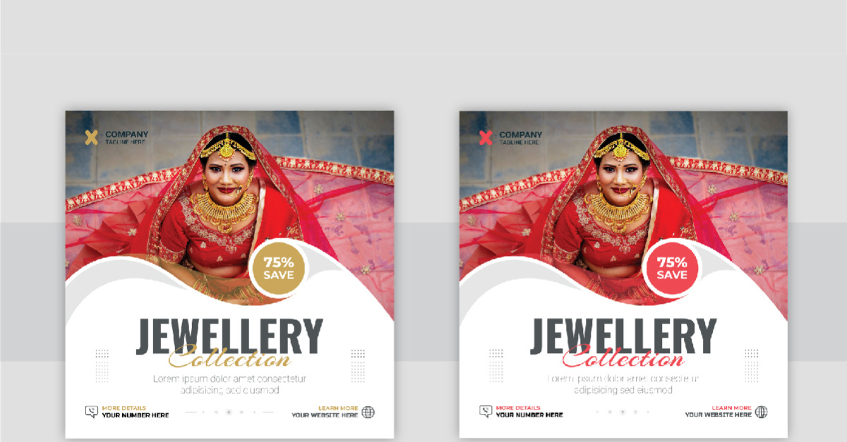 Jewellery social media post design template layout