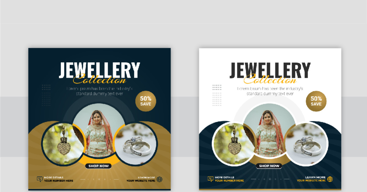 Jewellery social media post template design - TemplateMonster