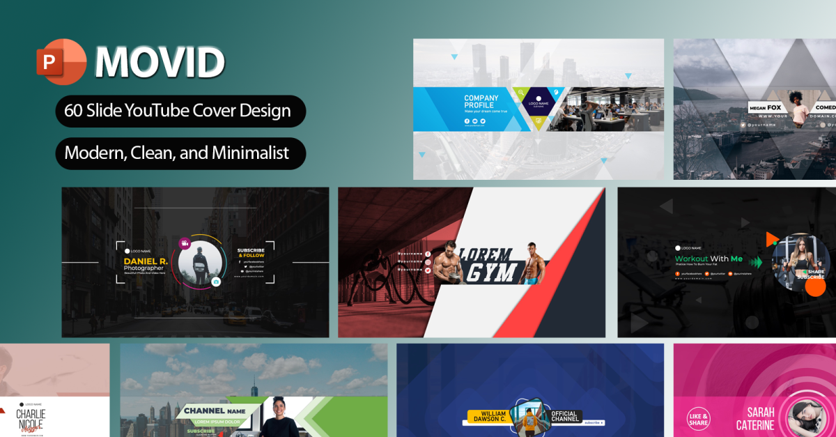 Modèle Powerpoint d'image de couverture YouTube Movid (MISE À JOUR)