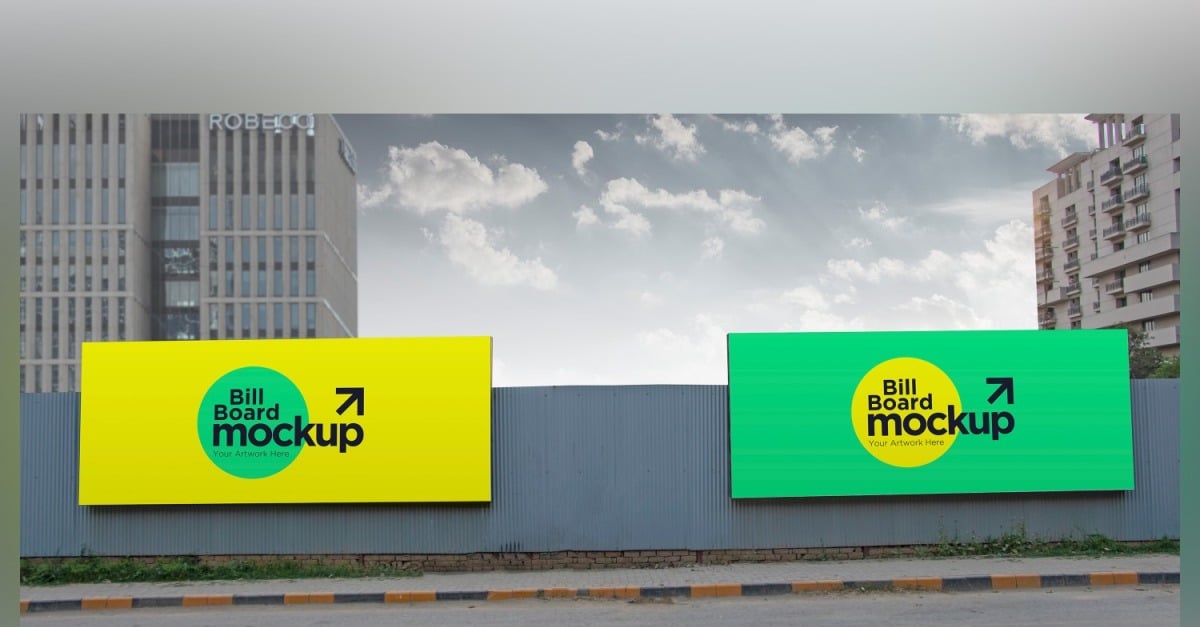 Roadside Billboard Sign Mockup Outdoor Signage Template V 96