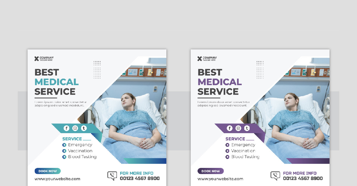 Medical Healthcare Social Media post template design layout