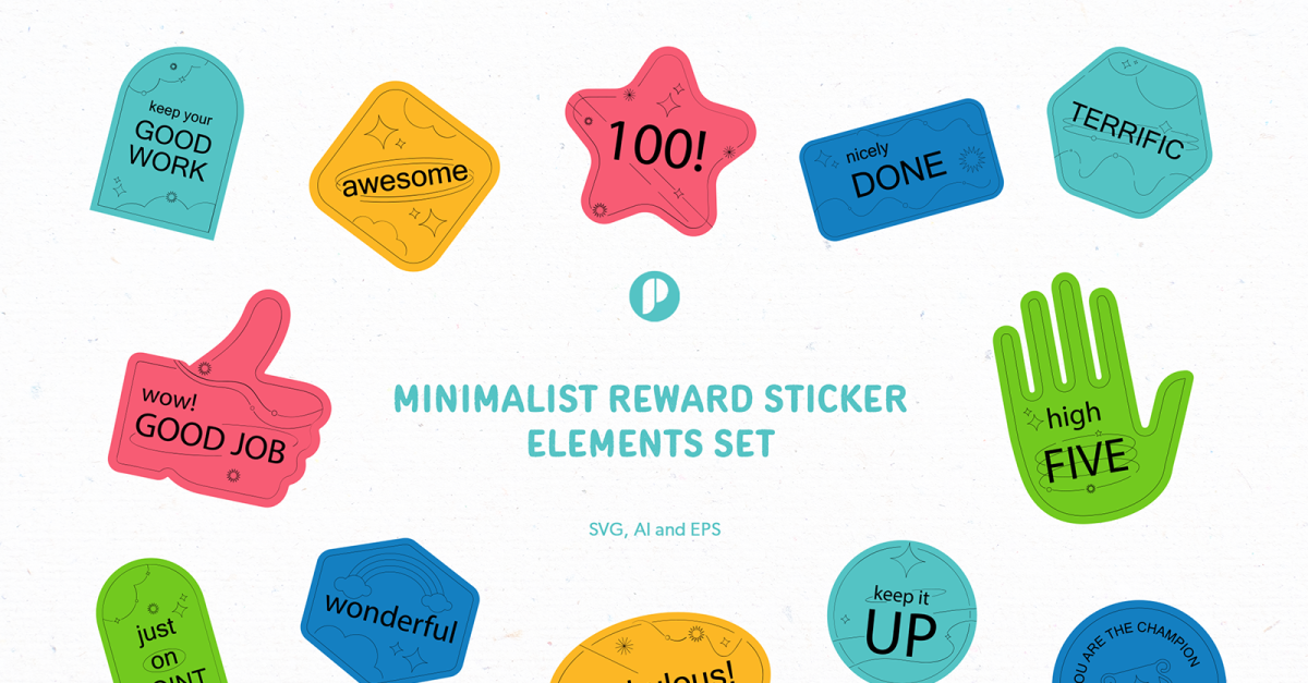 Minimalist Reward Sticker Elements Set - TemplateMonster