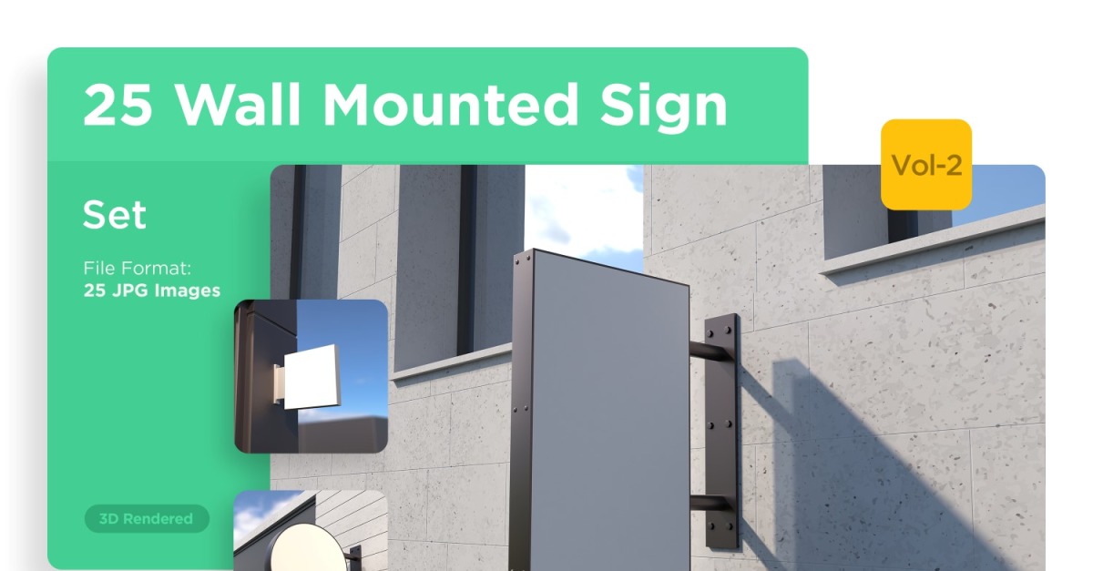 Wall Mount Rectangular Signage SET V-02 - TemplateMonster