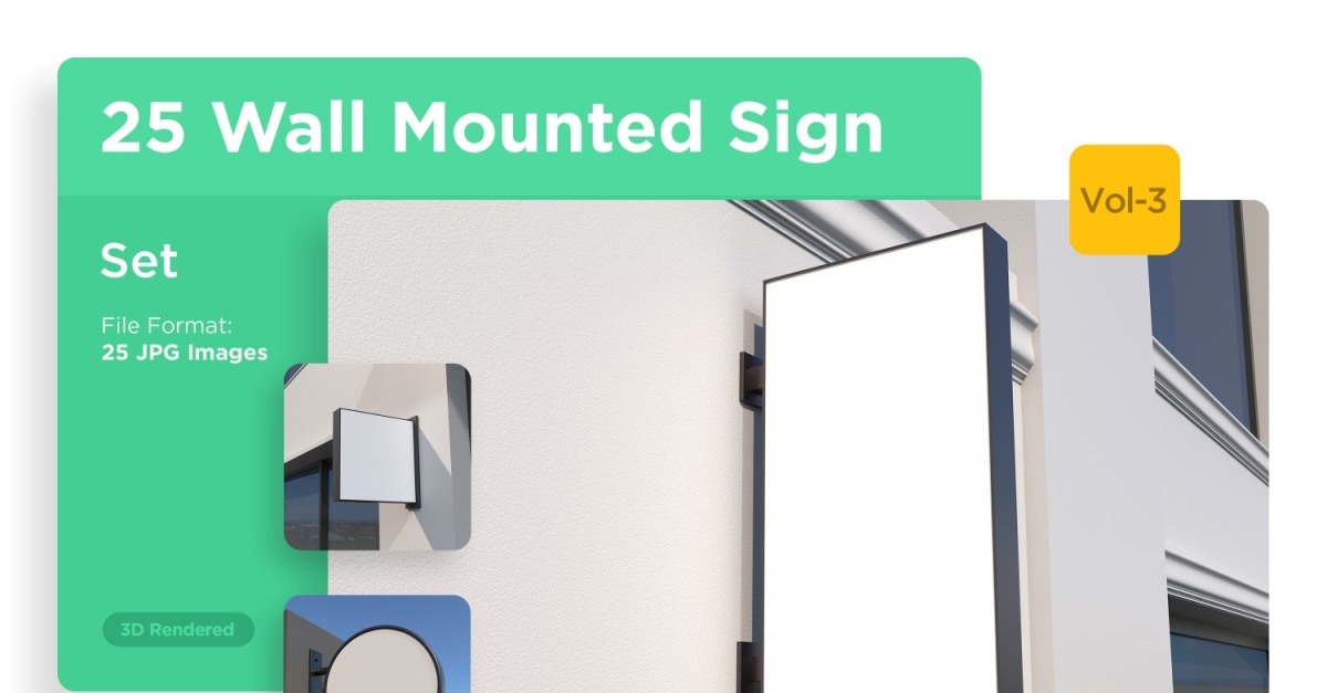 Wall Mount Rectangular Signage SET V-03 - TemplateMonster