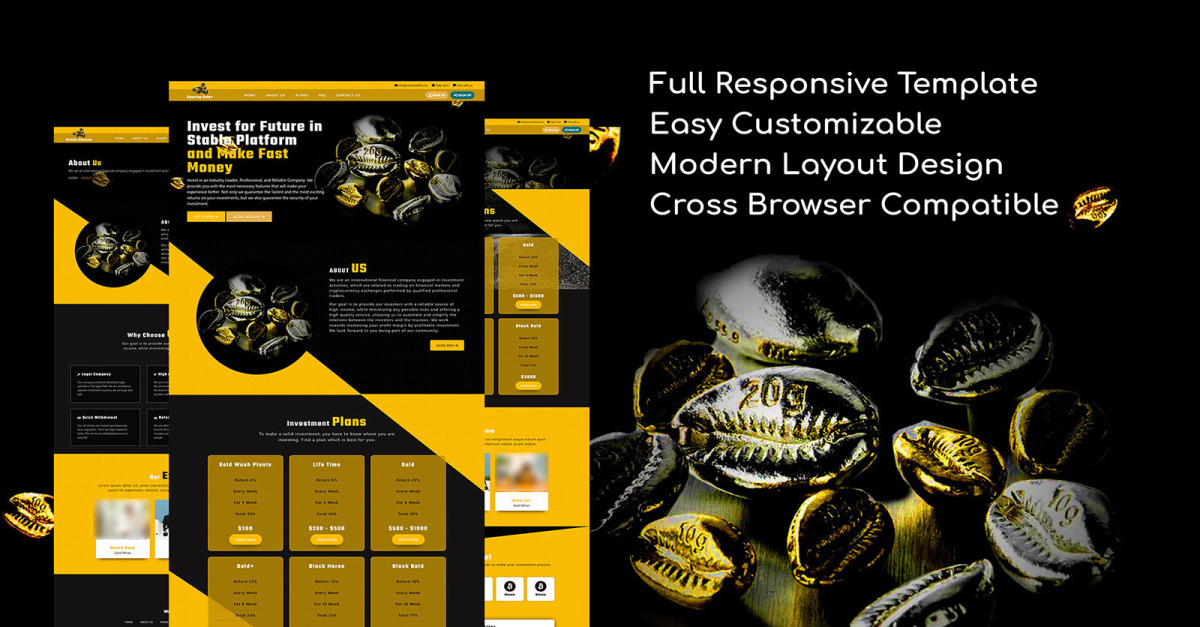 OneGoldplus - Plantilla de sitio web de inversión HTML Bootstrap moderna